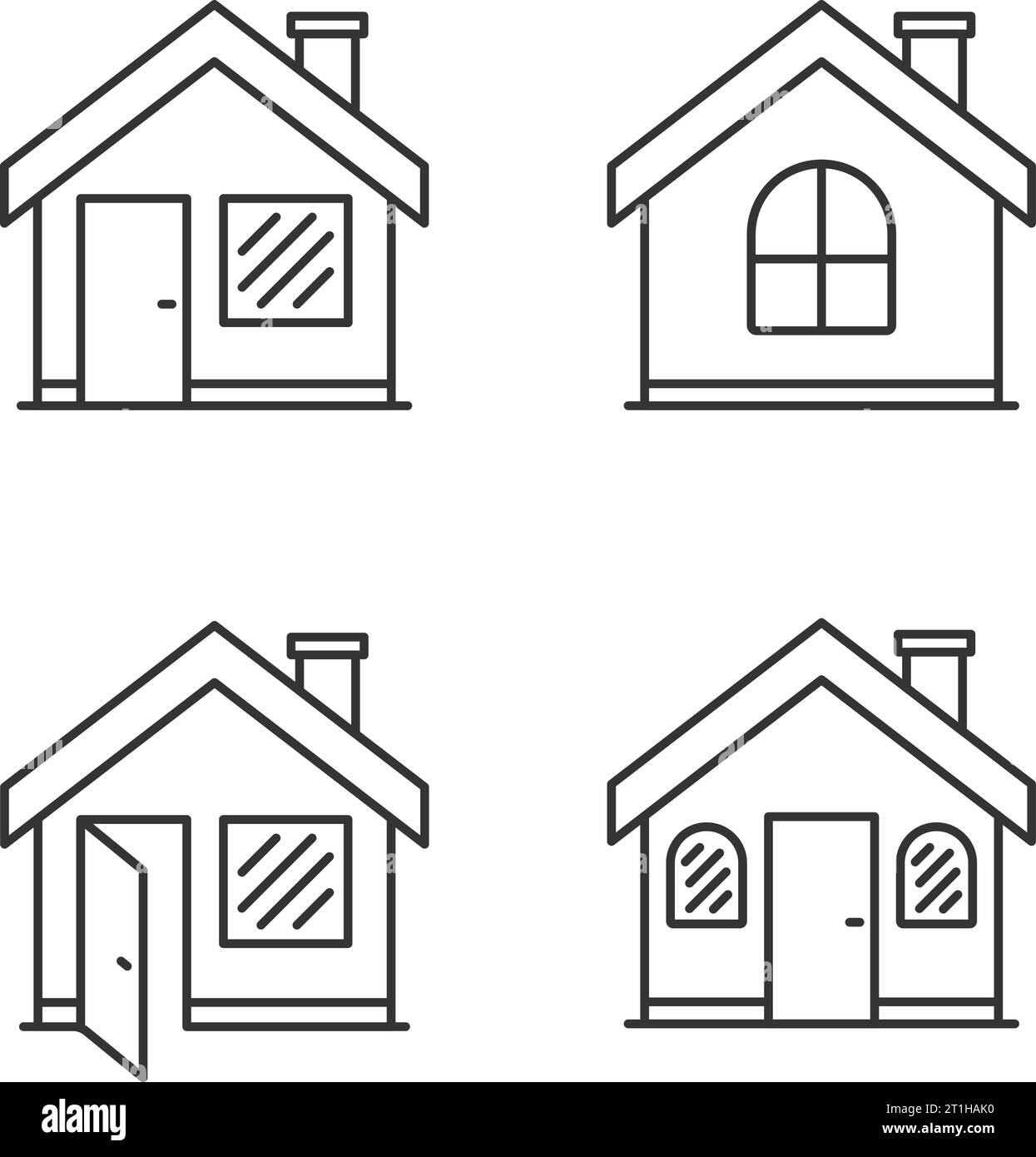 Four house line icons, vector eps10 illustration Stock Vector Image ...