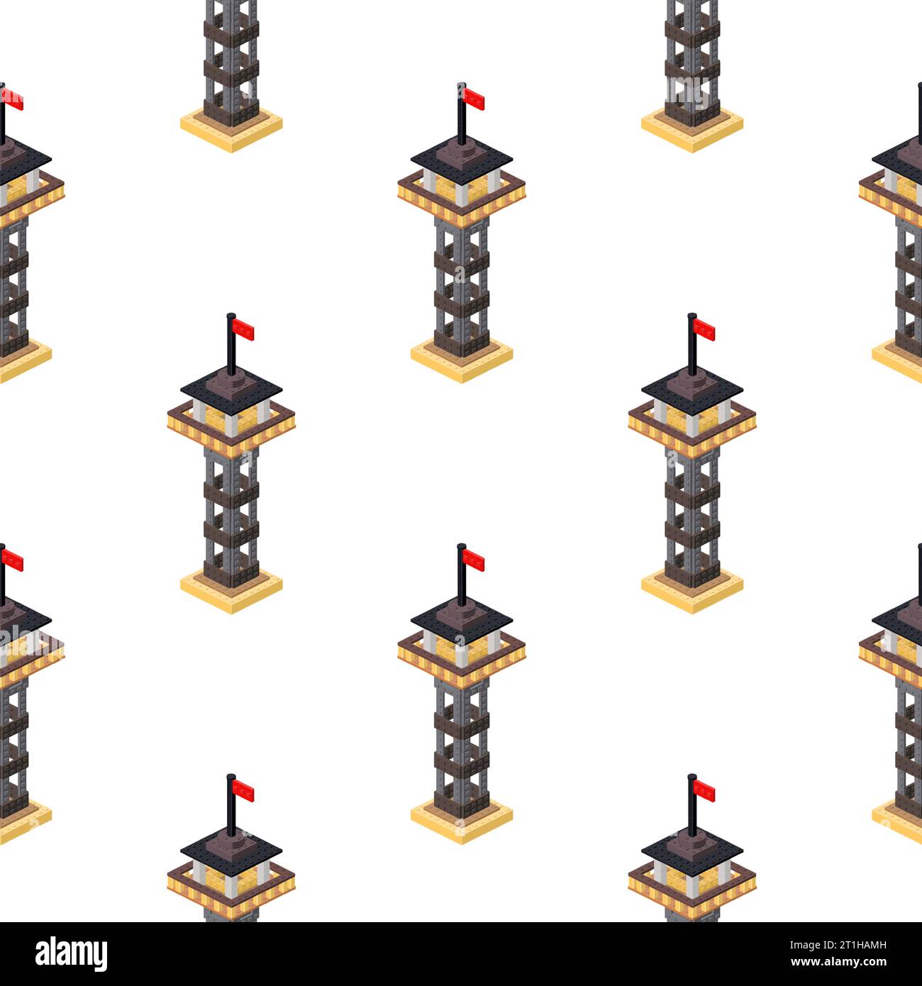 Pattern of towers in isometry on a white background. Vector Stock Vector Image & Art - Alamy