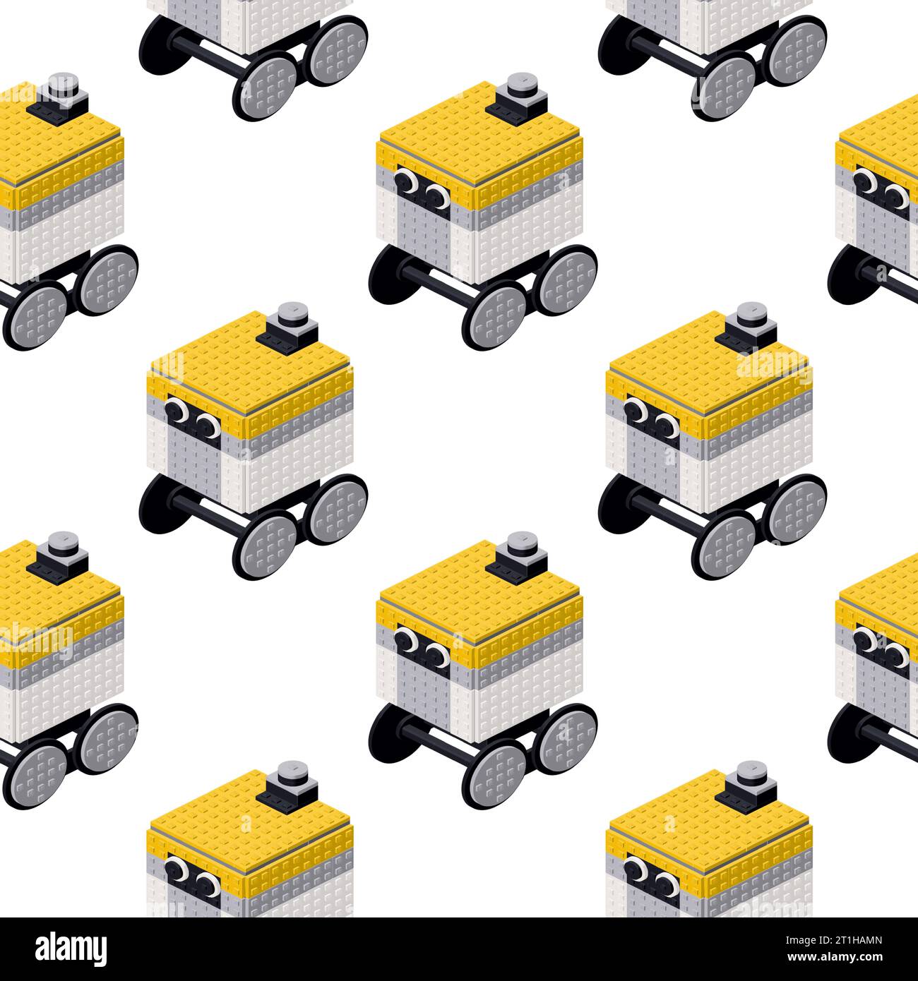 Pattern of delivery robots in isometry on a white background. Vector Stock Vector Image & Art ...