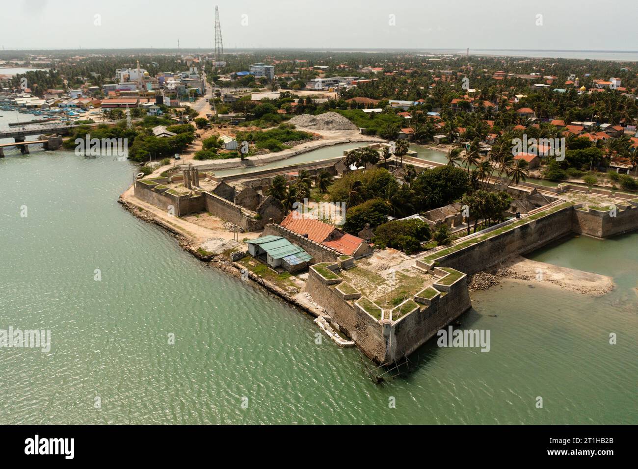 Aerial drone of Mannar Fort is located on Mannar Island, Sri Lanka ...