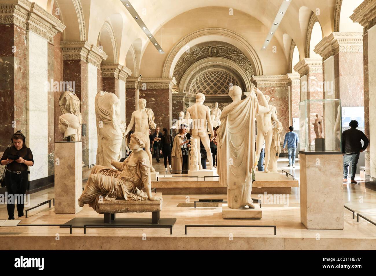 Louvre sculpture gallery. Image captured sculptures in Louvre museum ...