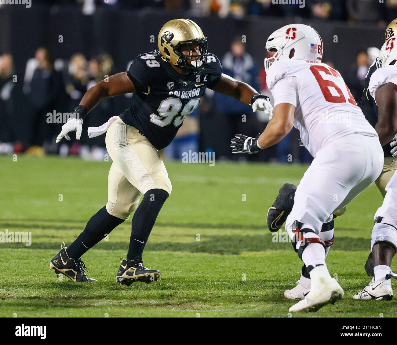 Boulder, CO, USA. 13th Oct, 2023. Colorado Buffaloes defensive lineman ...