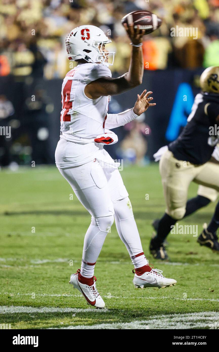 Boulder, CO, USA. 13th Oct, 2023. Stanford Cardinal quarterback Ashton ...