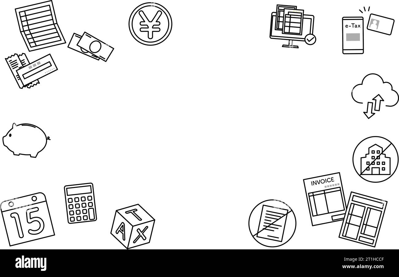 Simple line drawing icon set frame for tax returns, Vector Illustration ...