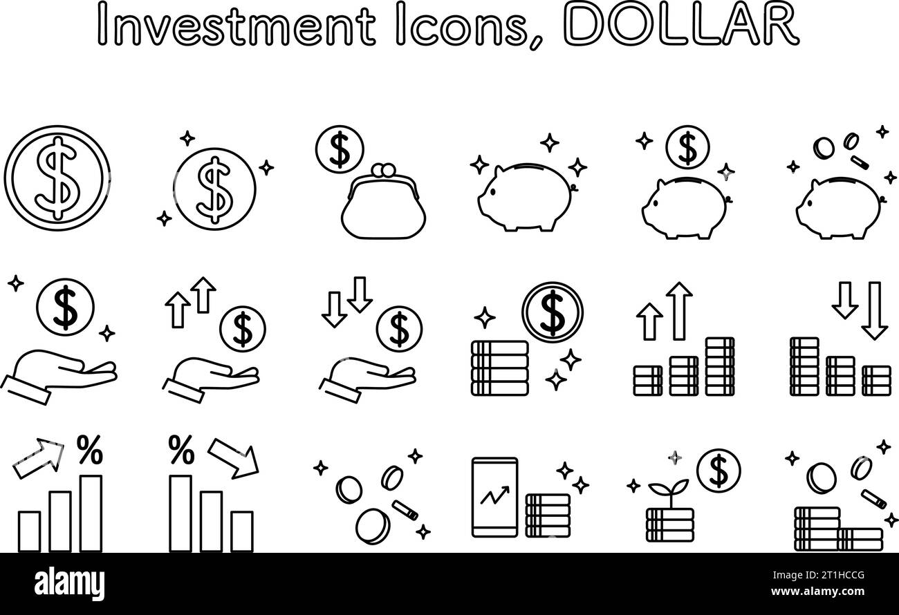Icon of foreign currency investment, simple line drawing illustration ...