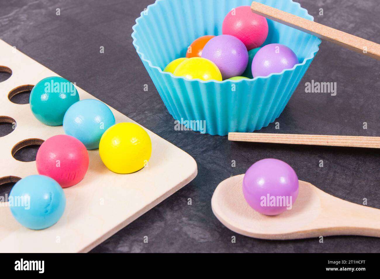 Small colorful balls using for playing and development of kids motor ...