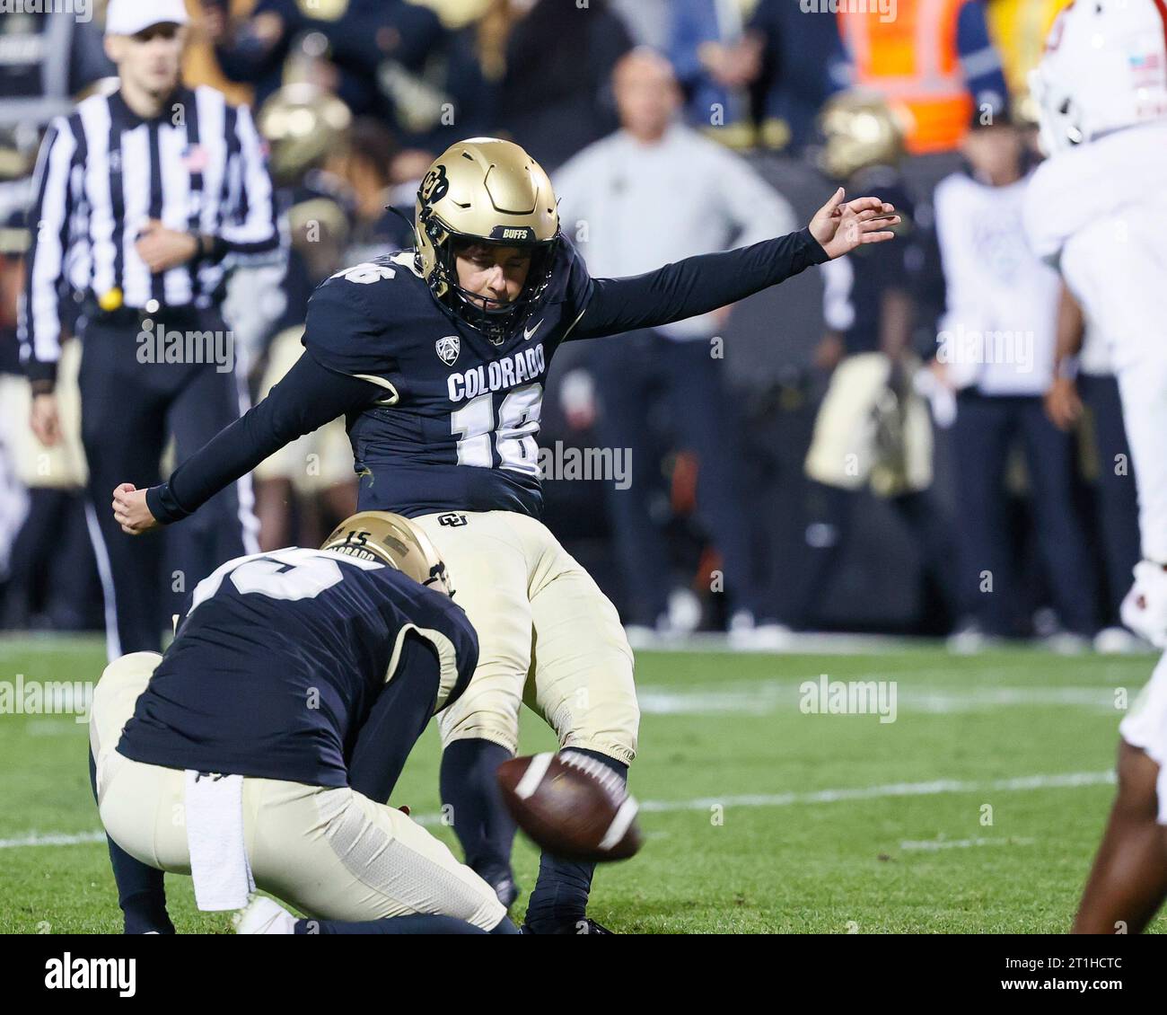 USA. 13th Oct, 2023. October 13, 2023: Colorado Buffaloes place kicker ...