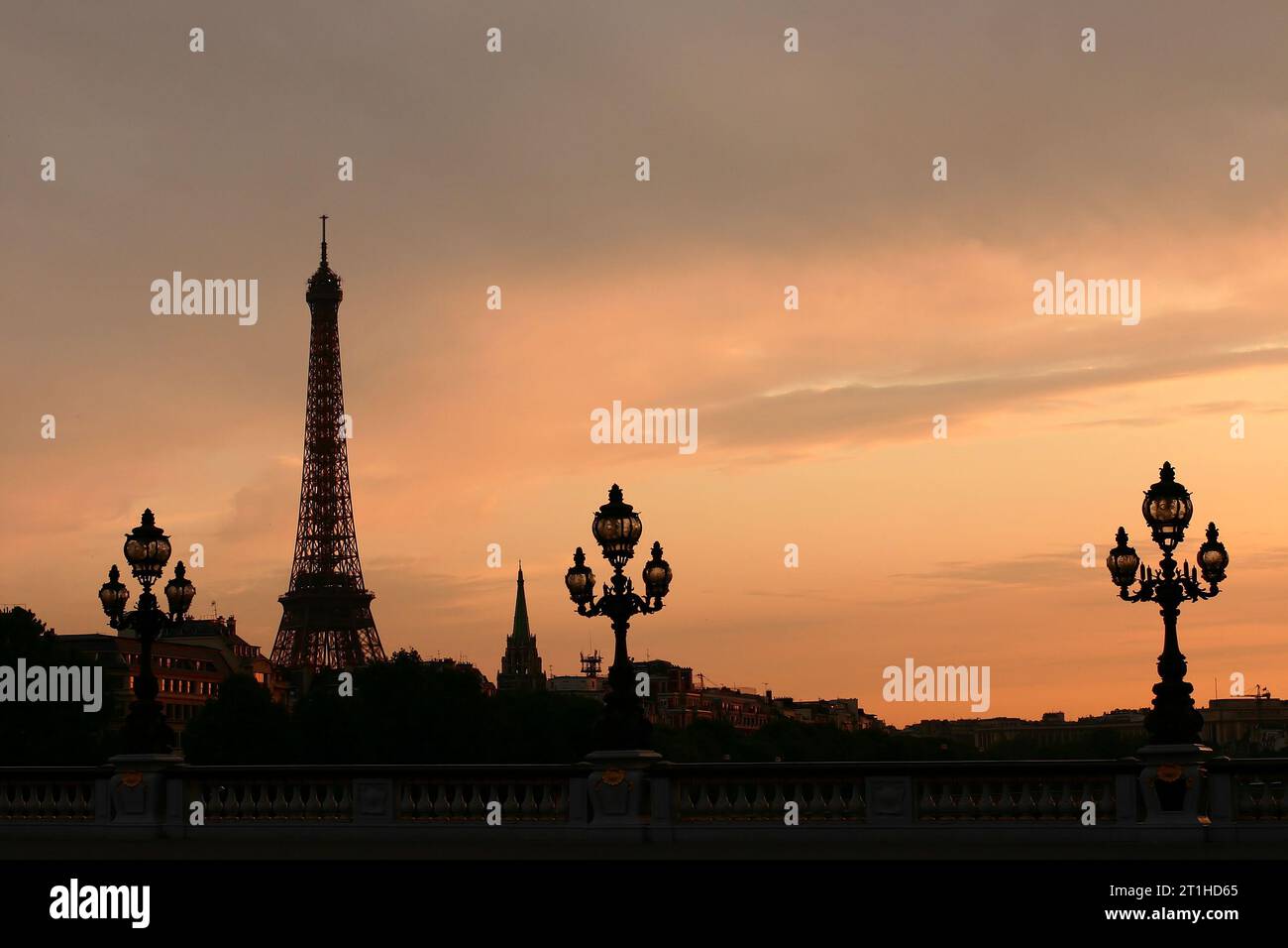 sunset from a parisian bridge Pont Alexandre III Stock Photo - Alamy