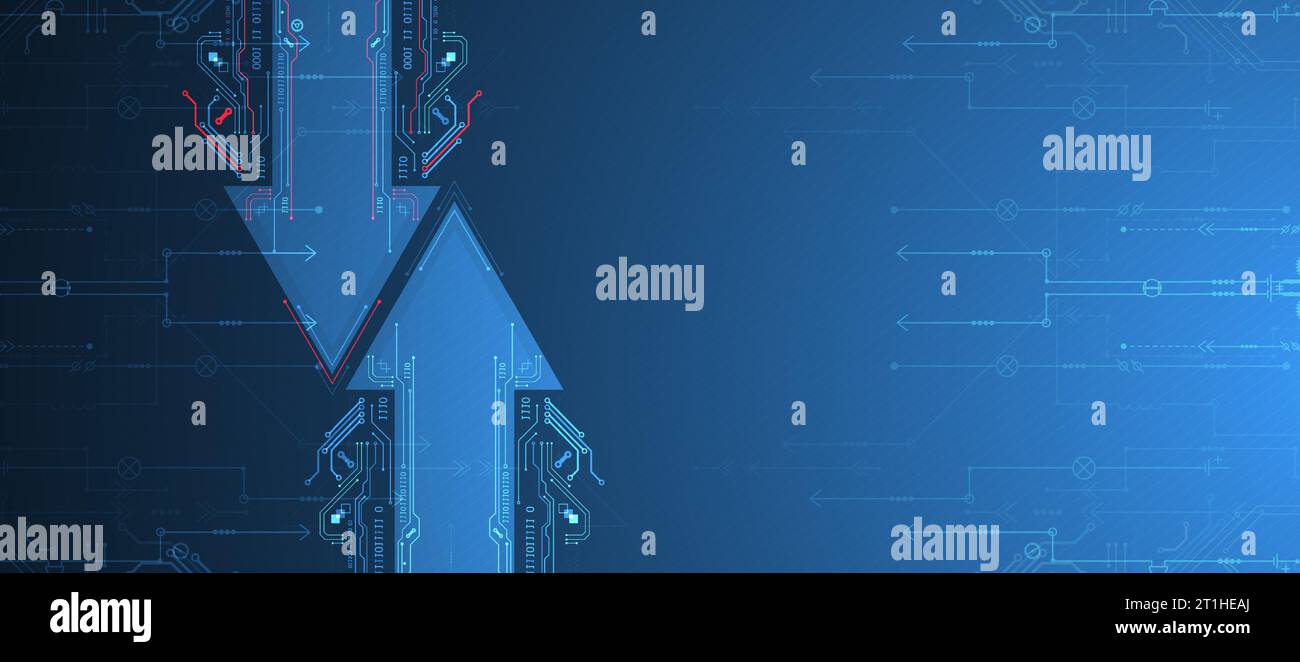 Abstract technology circuit board. Communication concept. Arrow theme ...