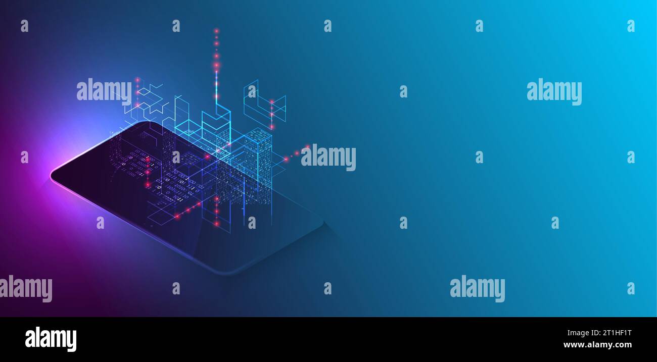 Isometric big data processing concept, cloud database. Abstract ...