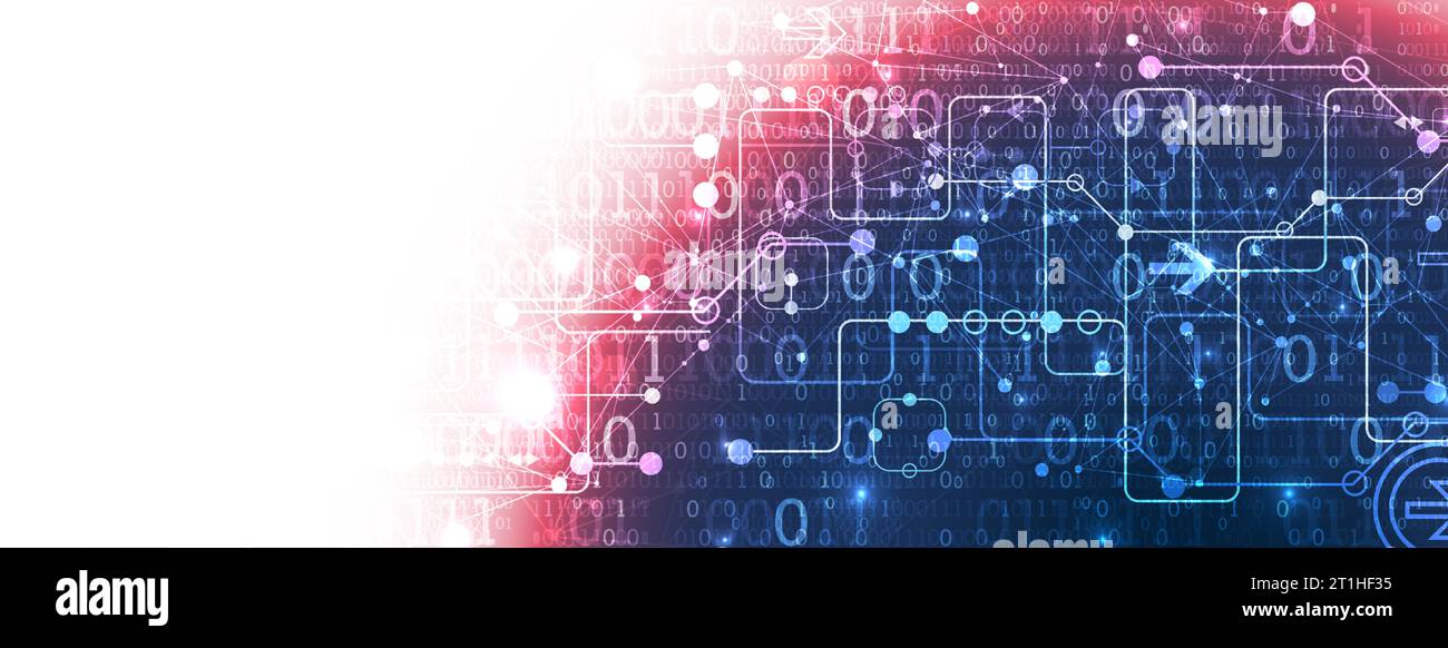 Abstract Technology Concept With Binary Code Circuit Board High Computer Color Background