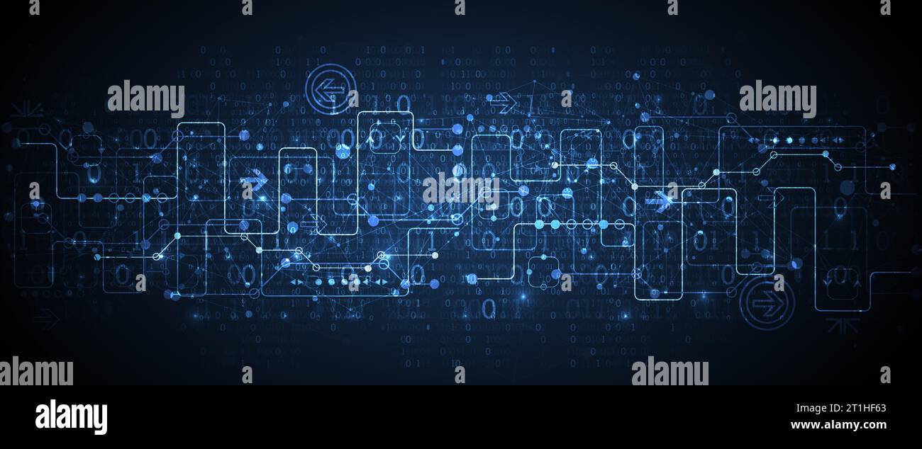 Abstract Technology Concept With Binary Code Circuit Board High