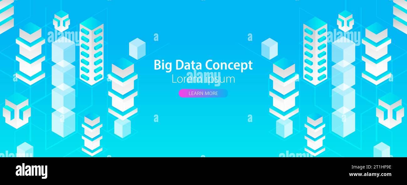 Isometric Big Data Flow Processing Concept Cloud Database Abstract Technology Background Stock