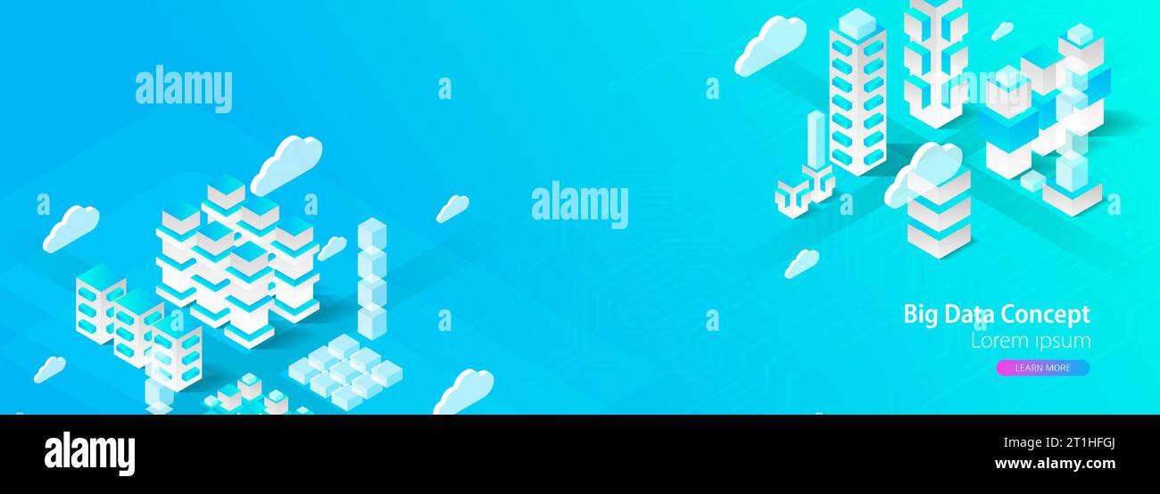 Isometric Big Data Flow Processing Concept Cloud Database Abstract