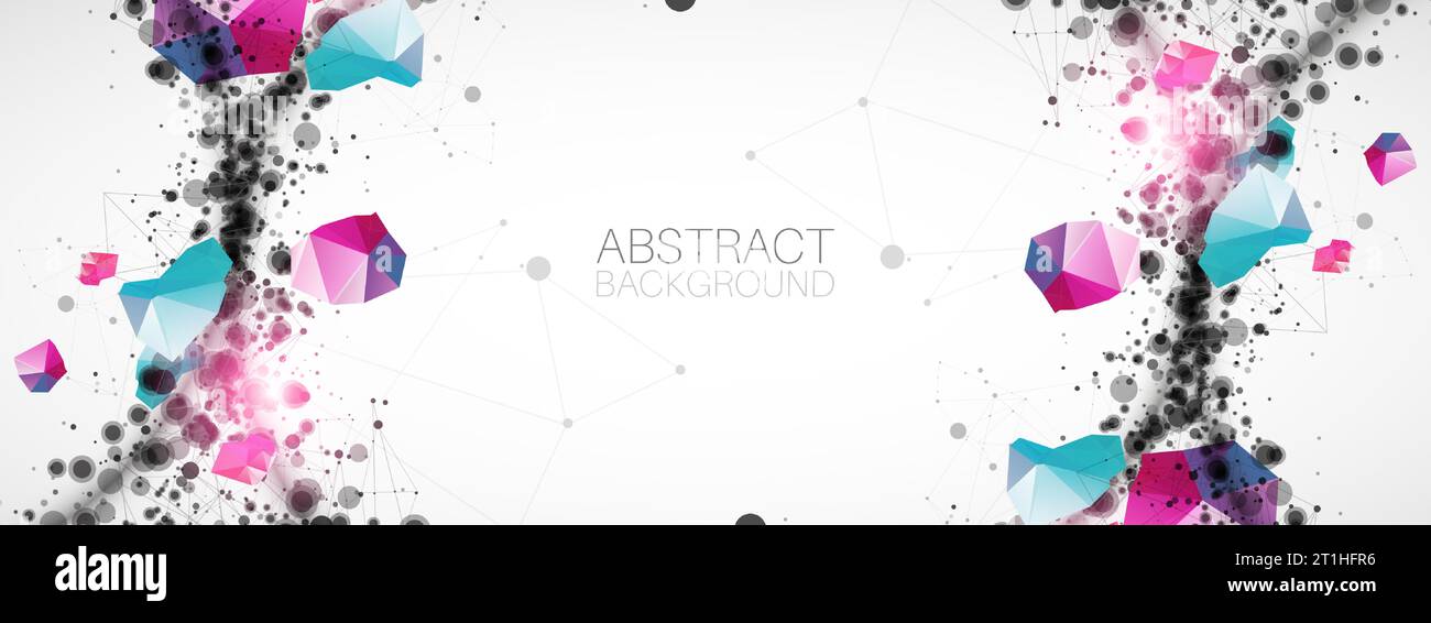 Template for science and technology presentation with connecting dots and lines. Plexus style ...