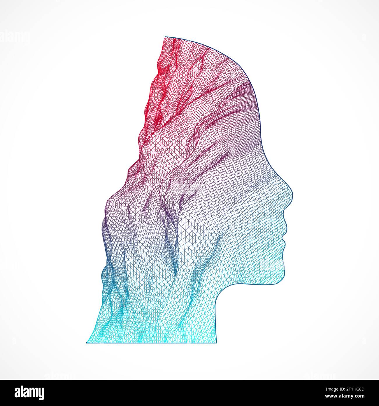 Topography in the contour. The human head is made in the style of a ...