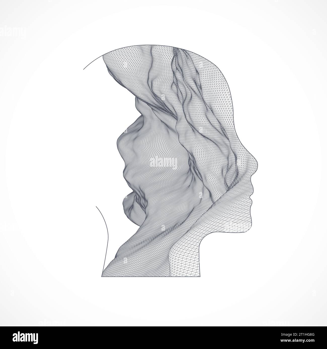 Topography in the contour. The human head is made in the style of a ...