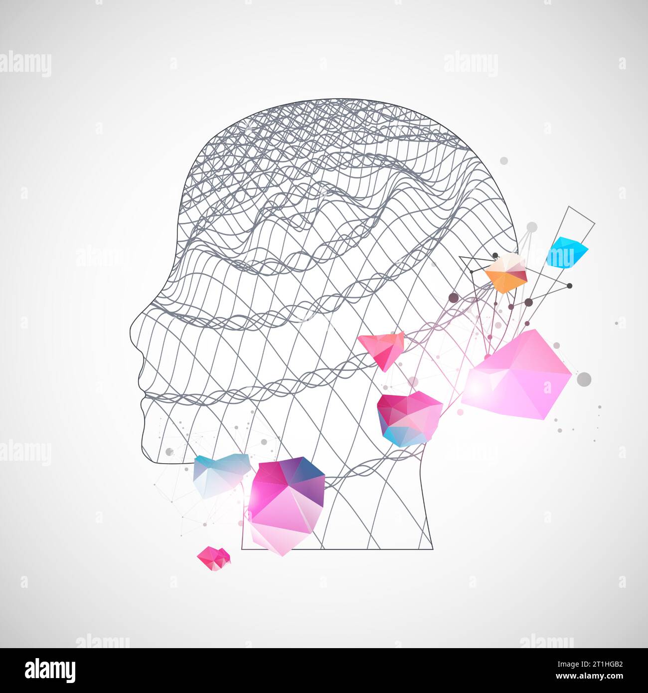 Outline of a human head with an abstract wave. Plexus effect Stock ...