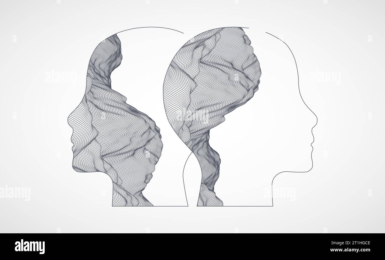 Topography in the contour. The human head is made in the style of a ...