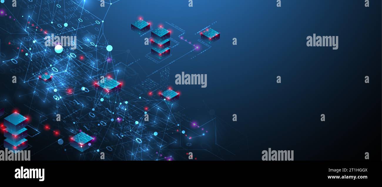 Isometric big data concept, database. Abstract technology background ...