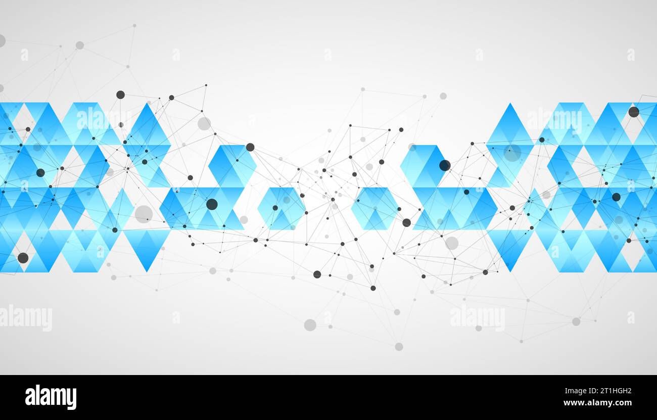 Template for science and technology presentation. Plexus style background. Brochure design ...