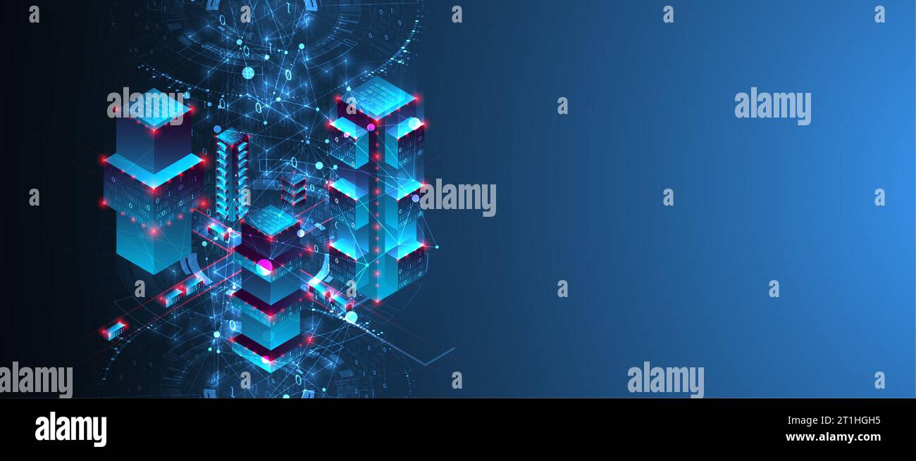 Isometric big data concept, database. Abstract technology background ...