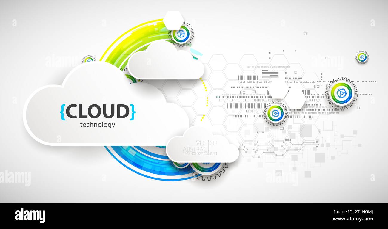 Cloud storage technology. Integrated digital web concept background ...
