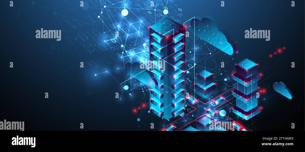 Isometric Big Data Concept Database Abstract Technology Background Vector Illustration Stock