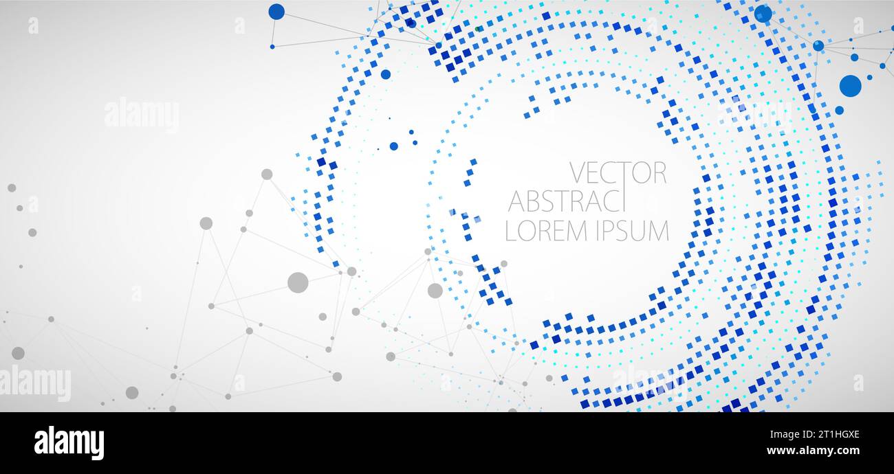 Halftone science background with connecting dots and lines. Digital data visualization Stock ...