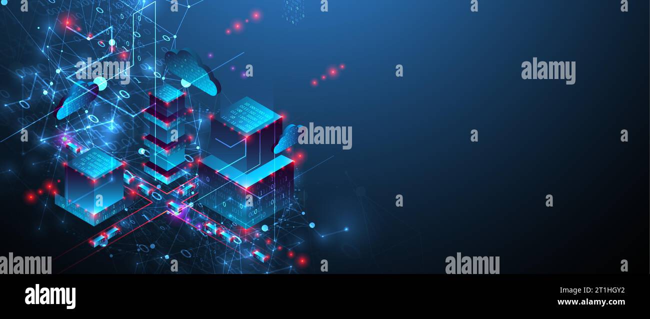 Isometric big data concept, database. Abstract technology background. Vector illustration Stock ...