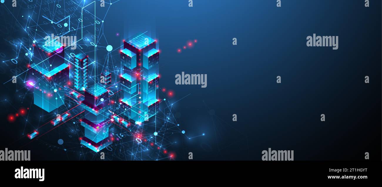 Isometric big data concept, database. Abstract technology background ...