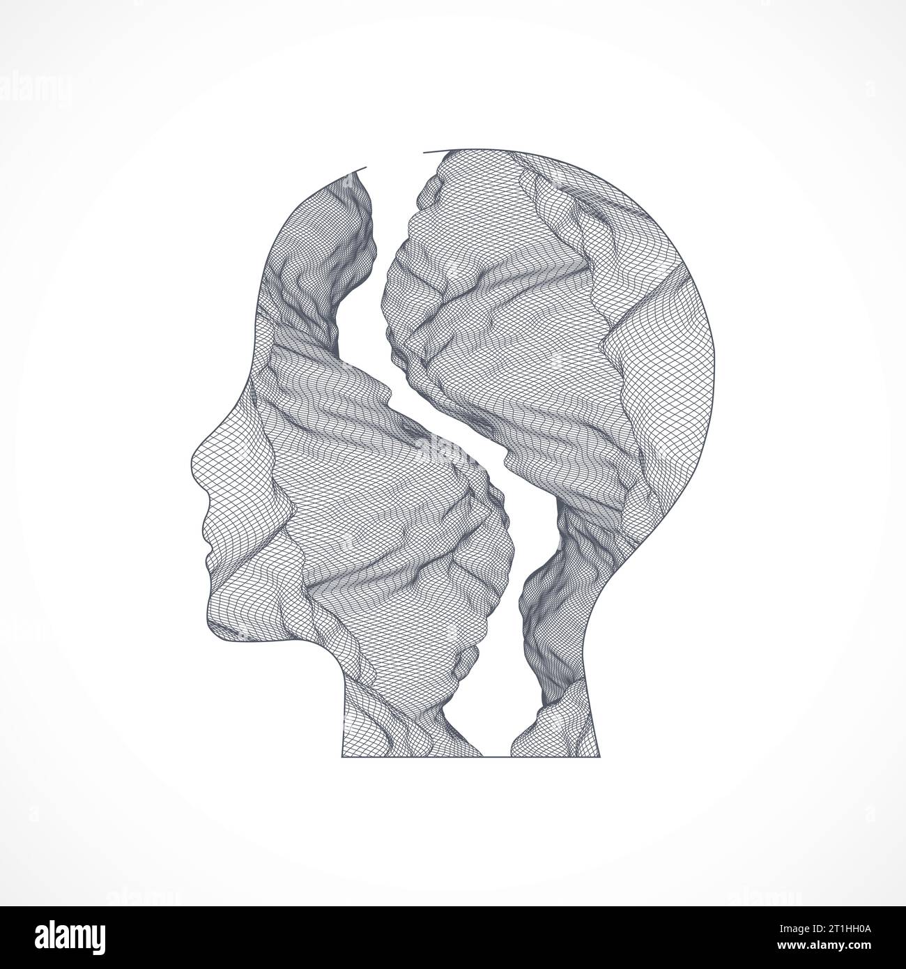 Topography in the contour. The human head is made in the style of a ...