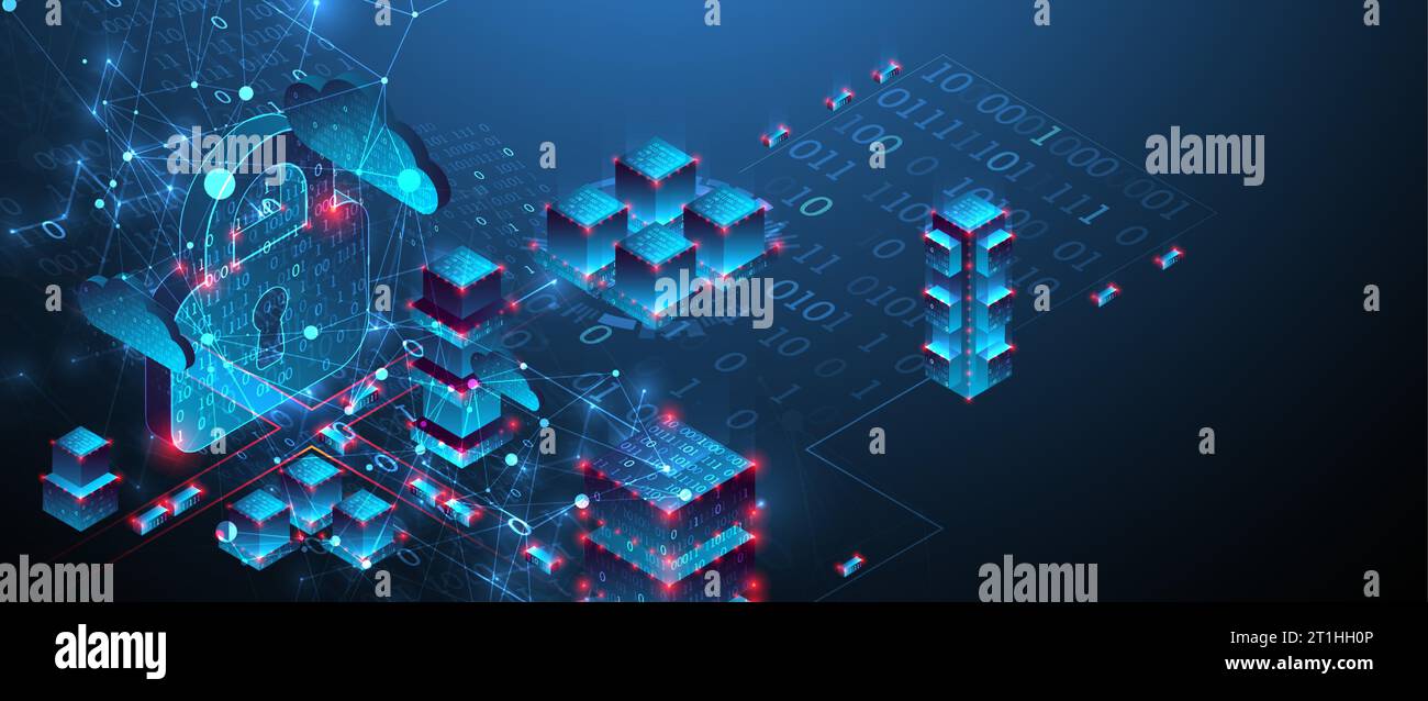 Isometric big data concept, database. Abstract technology background ...
