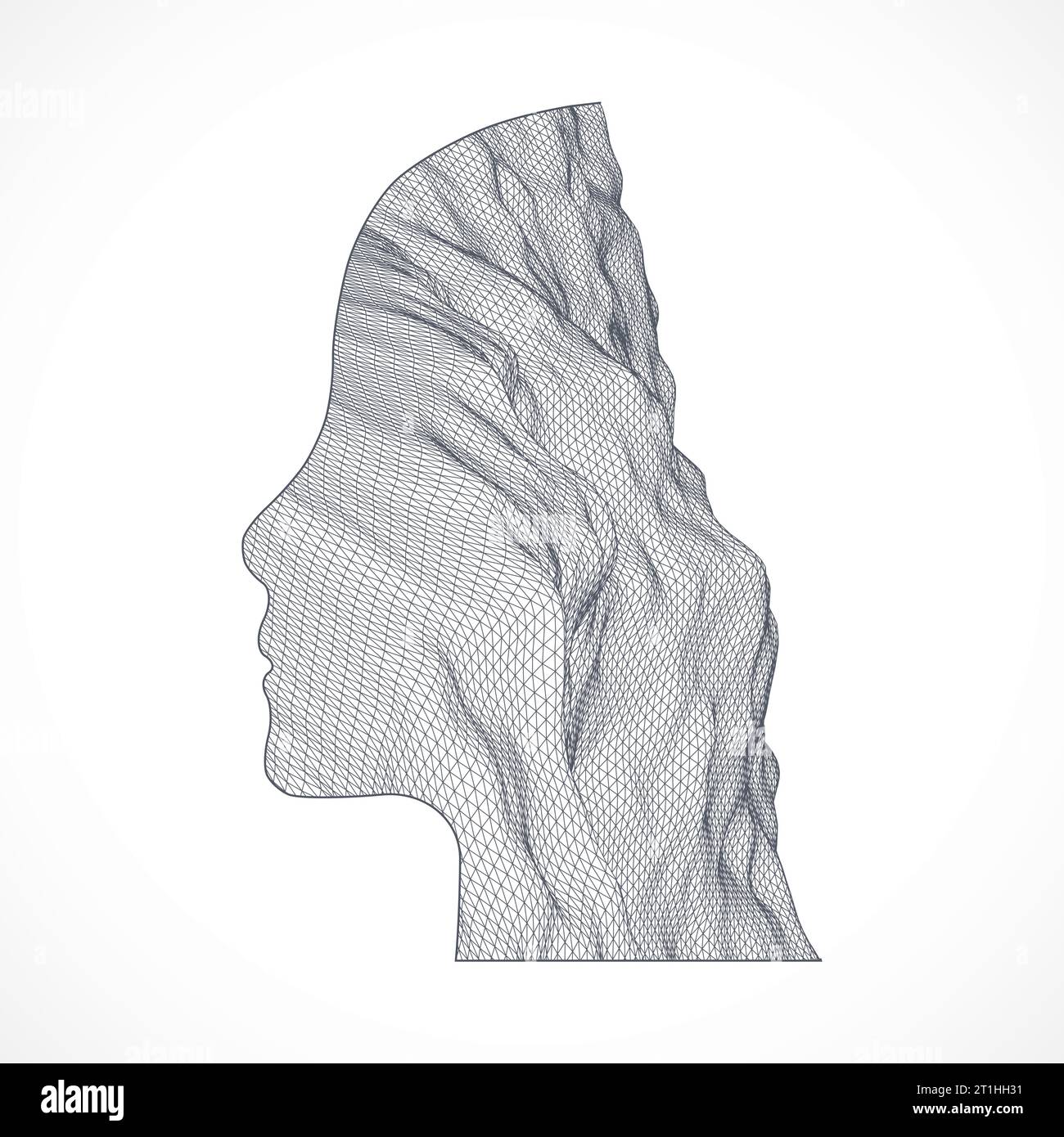 Topography in the contour. The human head is made in the style of a ...