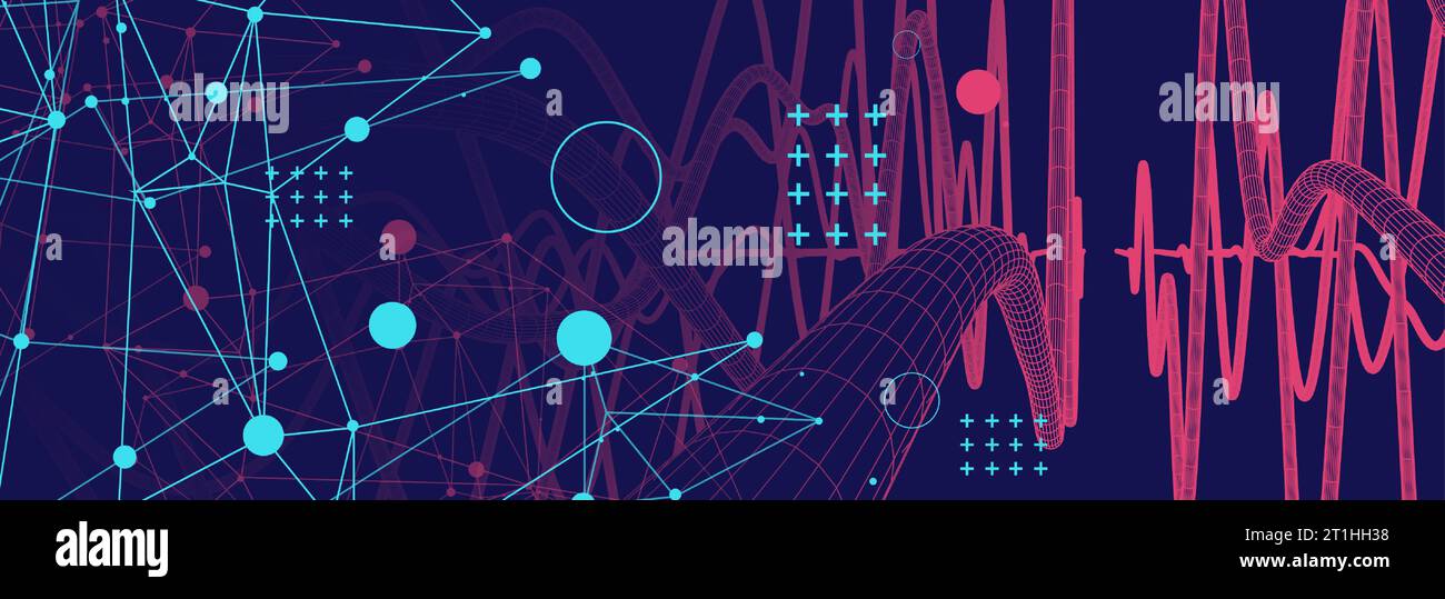 Vector abstract background with a wireframe dynamic pipes, line and ...