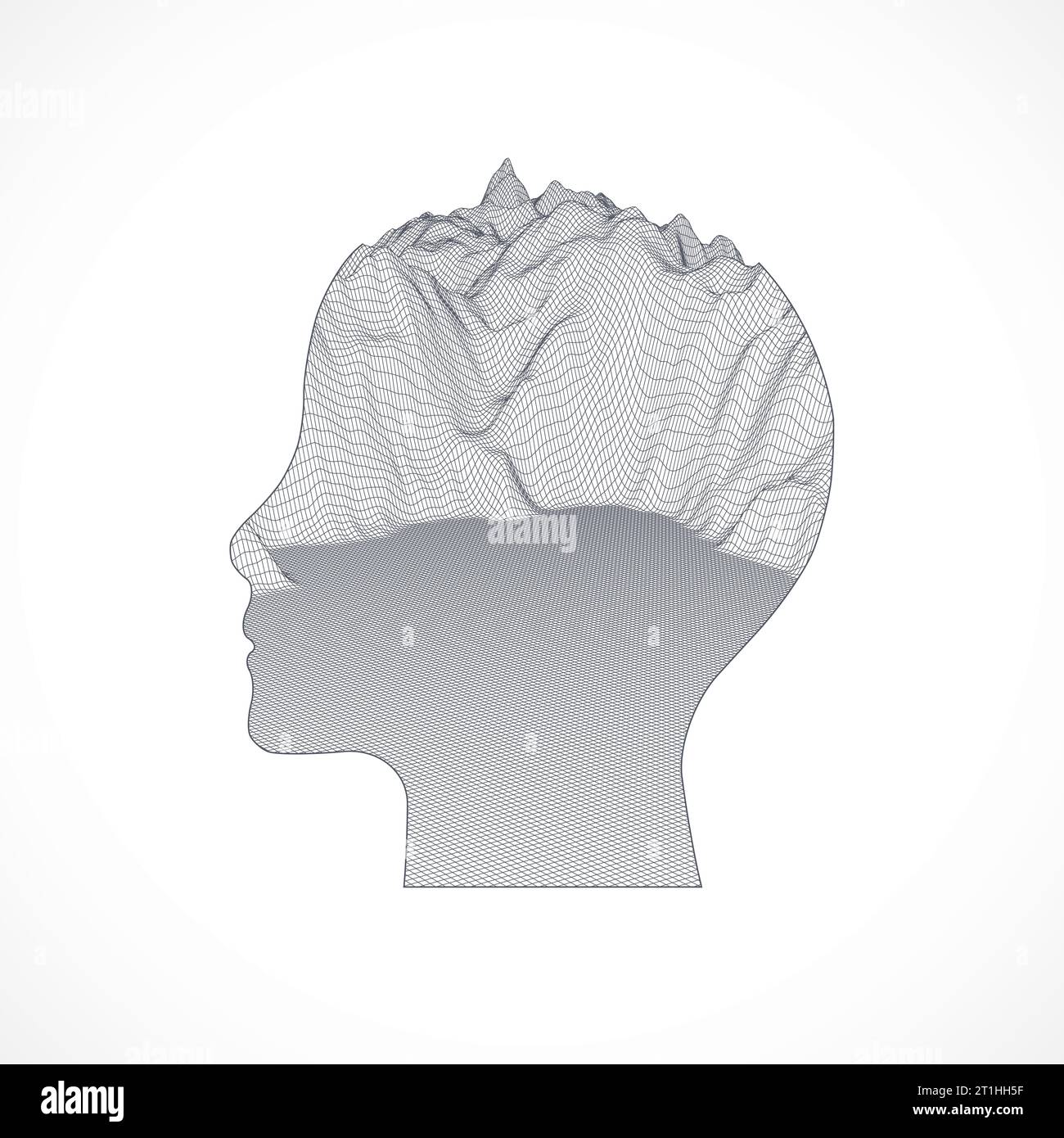 Topography in the contour. The human head is made in the style of a ...
