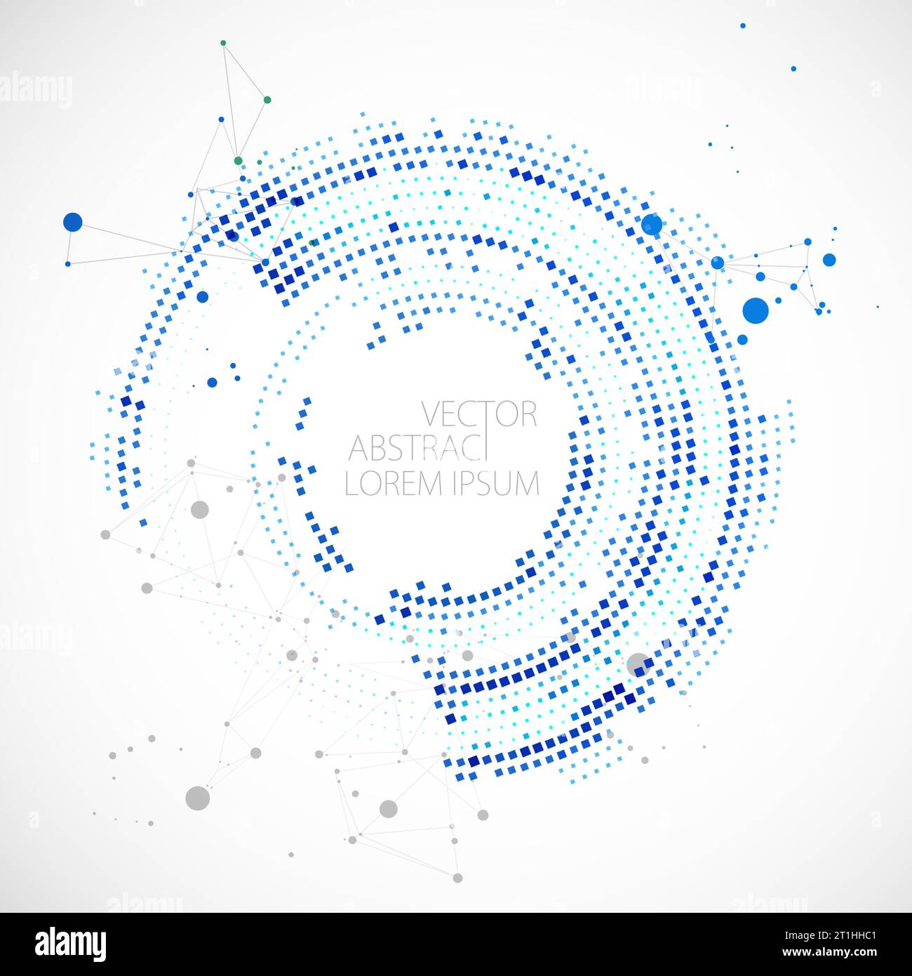 Halftone Science Background With Connecting Dots And Lines Digital Data Visualization Stock