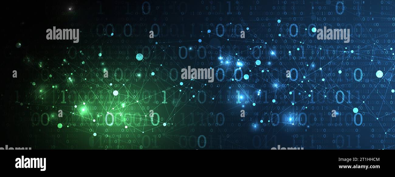 Technology Background With Plexus Effect Big Data Concept Binary Computer Code Vector