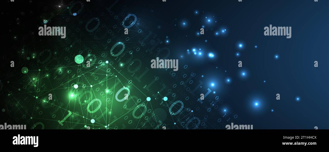 Technology Background With Plexus Effect Big Data Concept Binary Computer Code Vector