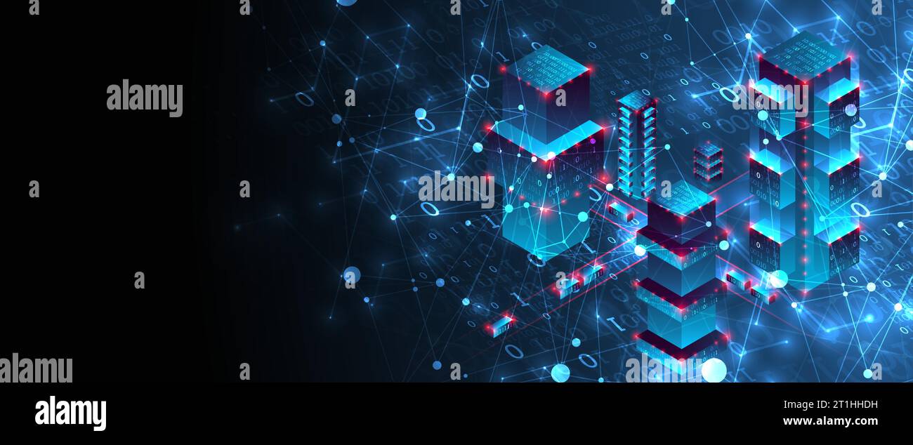 Isometric big data concept, database. Abstract technology background ...