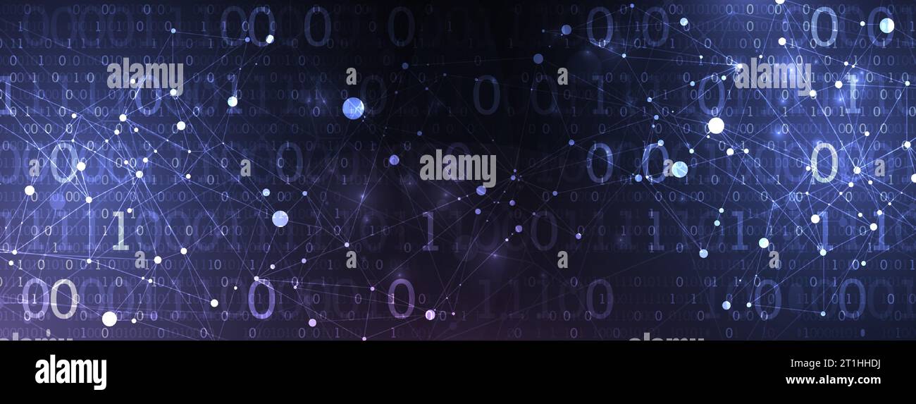 Technology Background With Plexus Effect Big Data Concept Binary Computer Code Vector