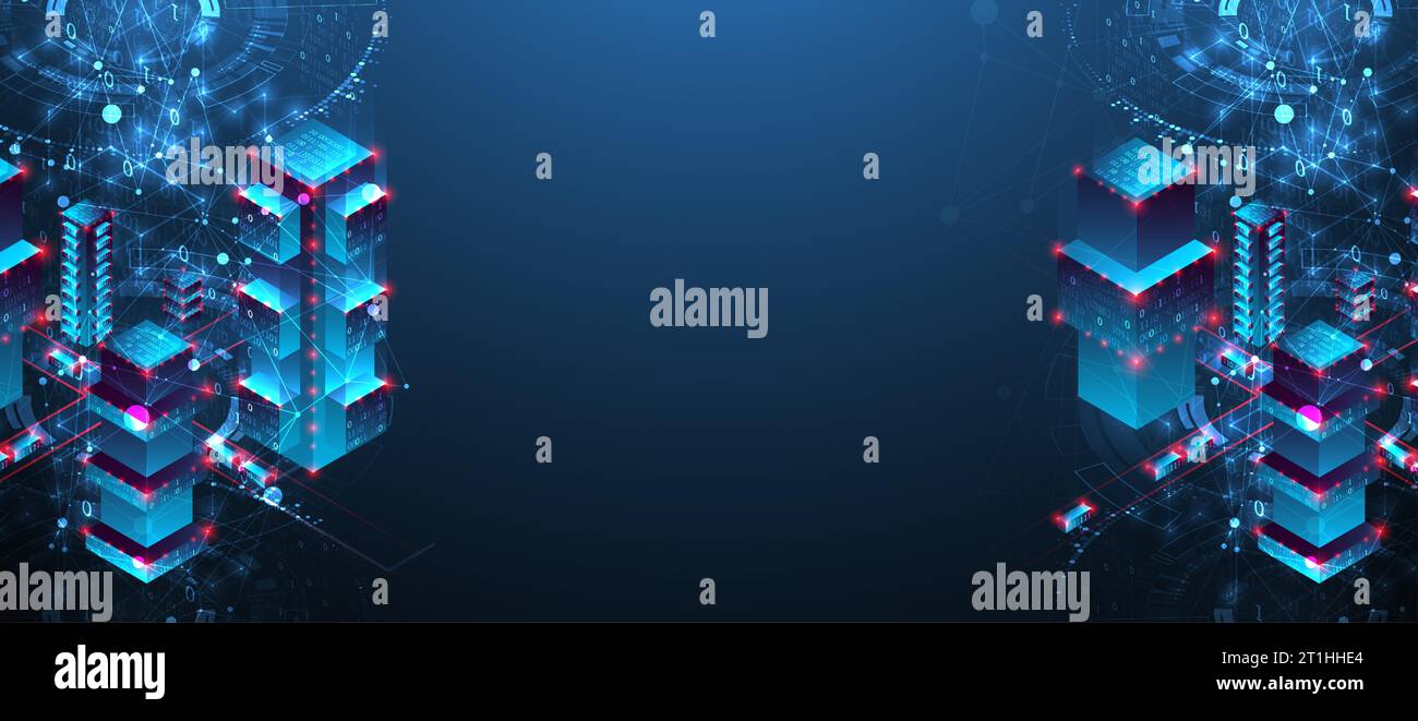 Isometric big data concept, database. Abstract technology background ...