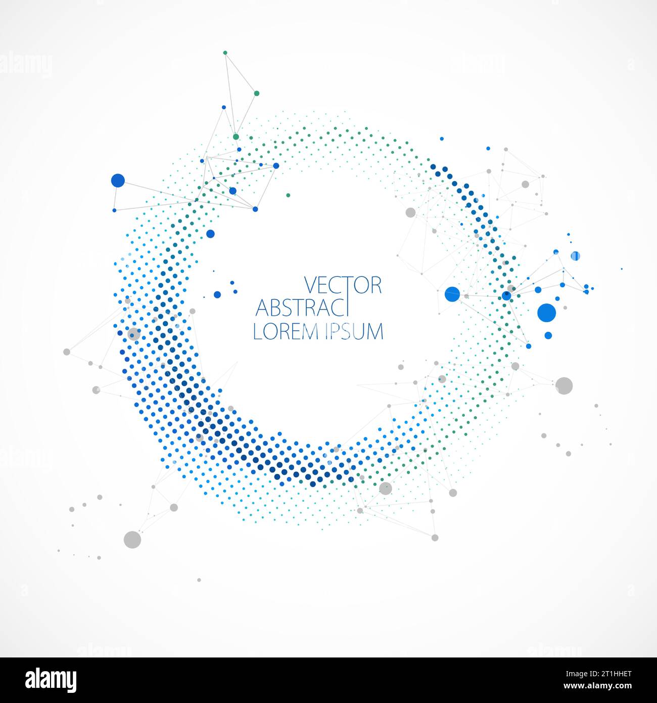 Halftone science background with connecting dots and lines. Digital data visualization Stock ...