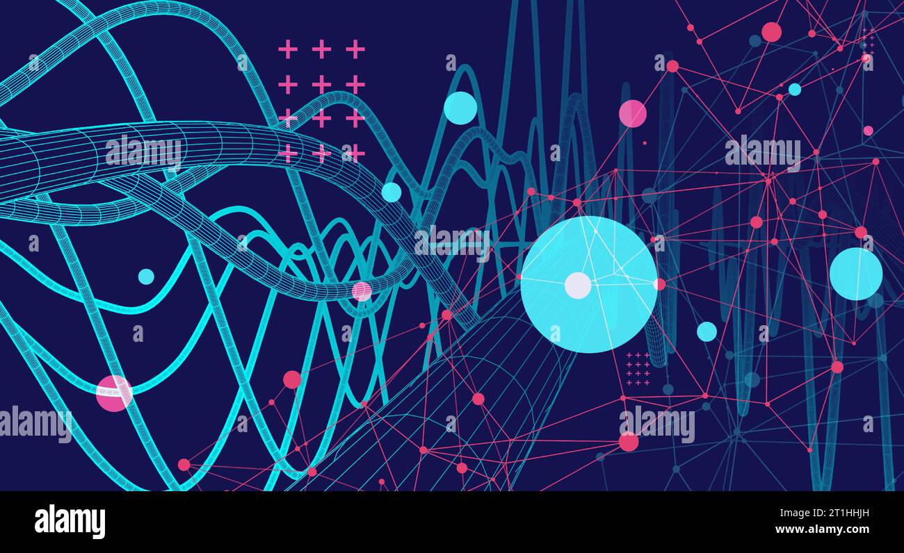 Vector abstract background with a wireframe dynamic pipes, line and ...