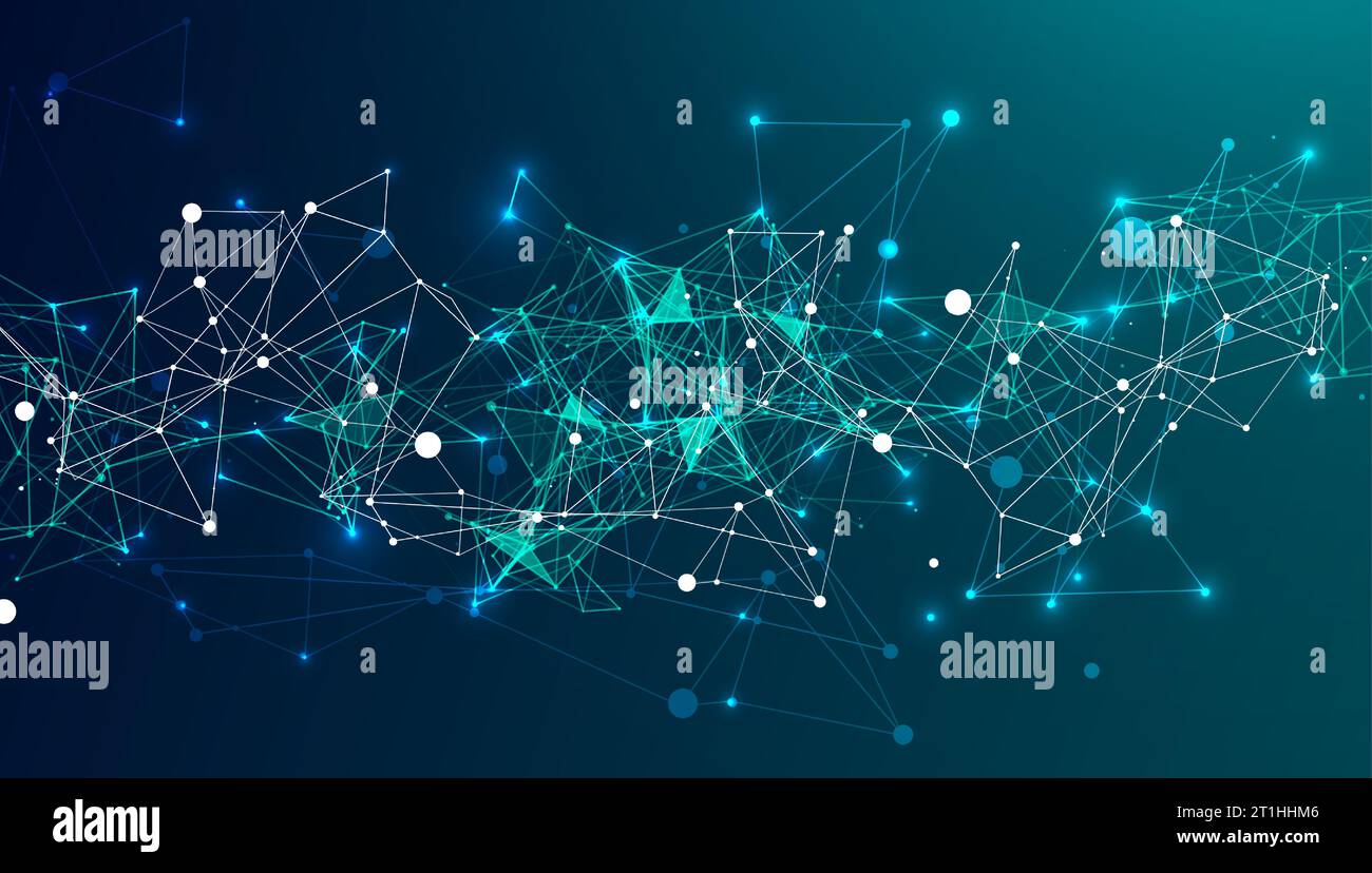 Abstract plexus vector background. Glowing particles dynamic flow Stock Vector Image & Art - Alamy