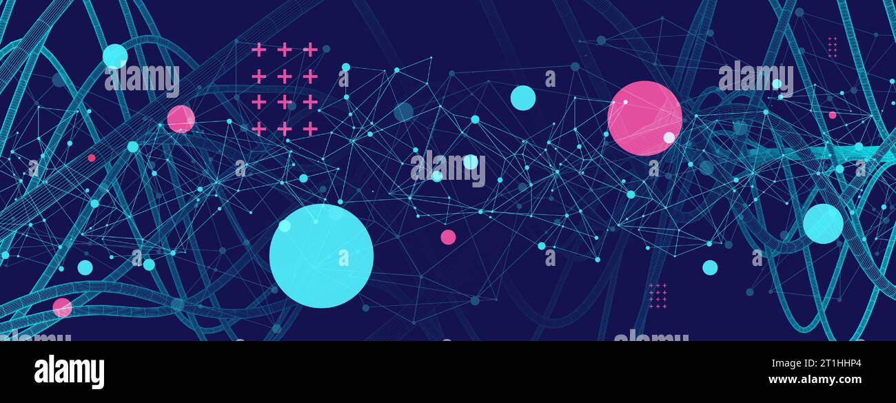 Vector abstract background with a wireframe dynamic pipes, line and ...