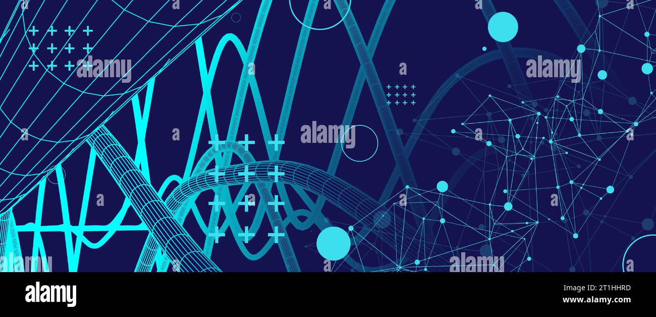 Vector abstract background with a wireframe dynamic pipes, line and ...