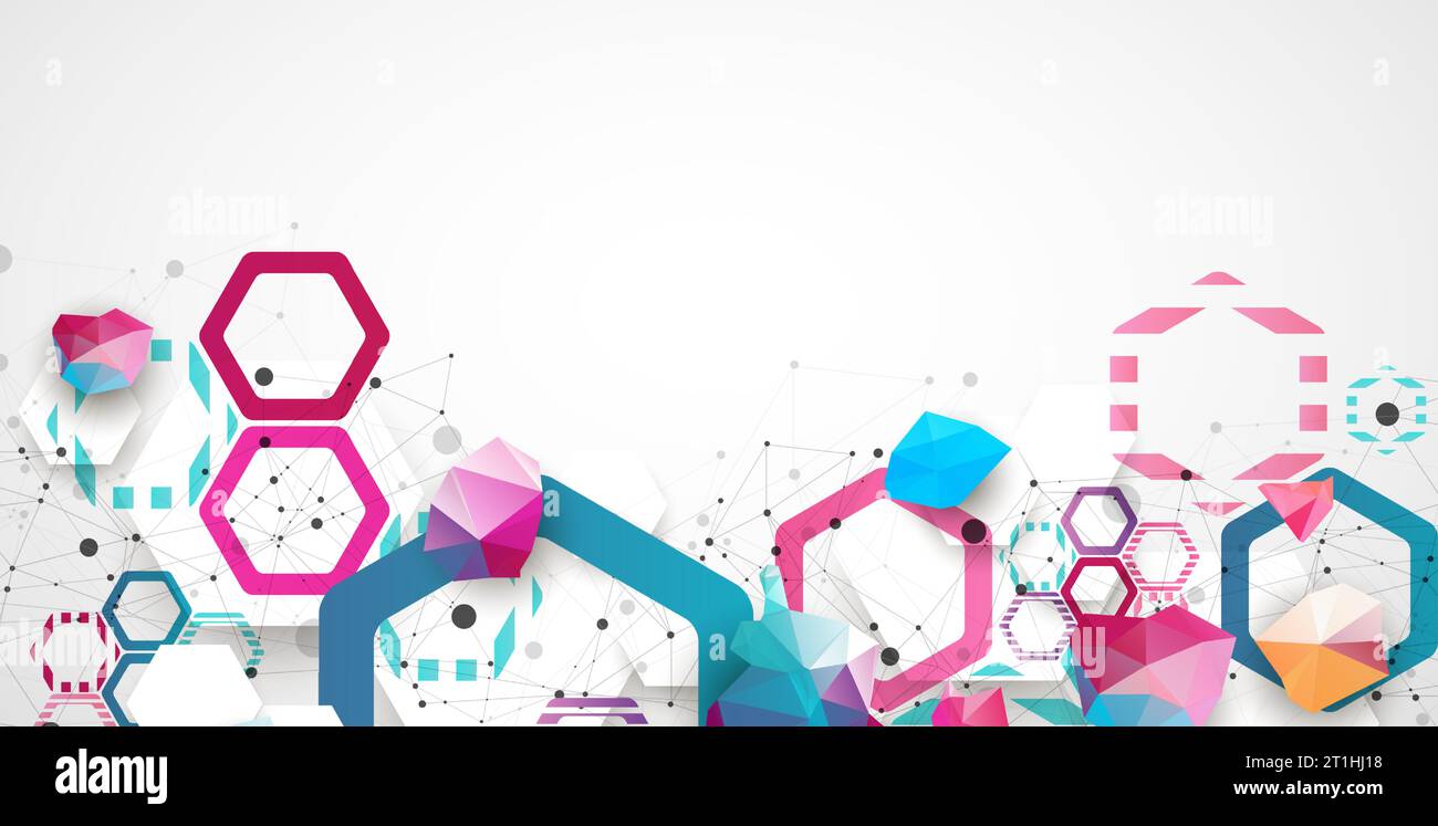 Hexagonal Geometric Array Abstract Background Science And Connection Vector Concept Stock