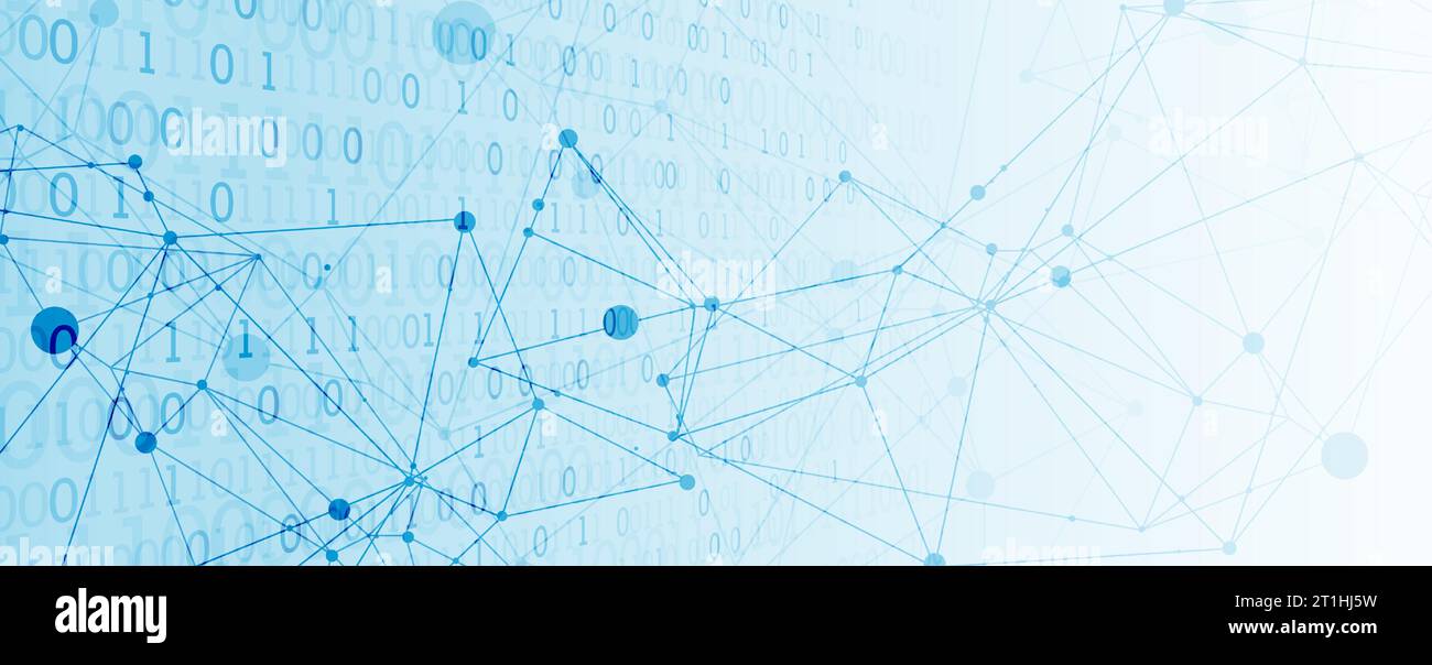 Technology Background With Plexus Effect Big Data Concept Binary Computer Code Vector