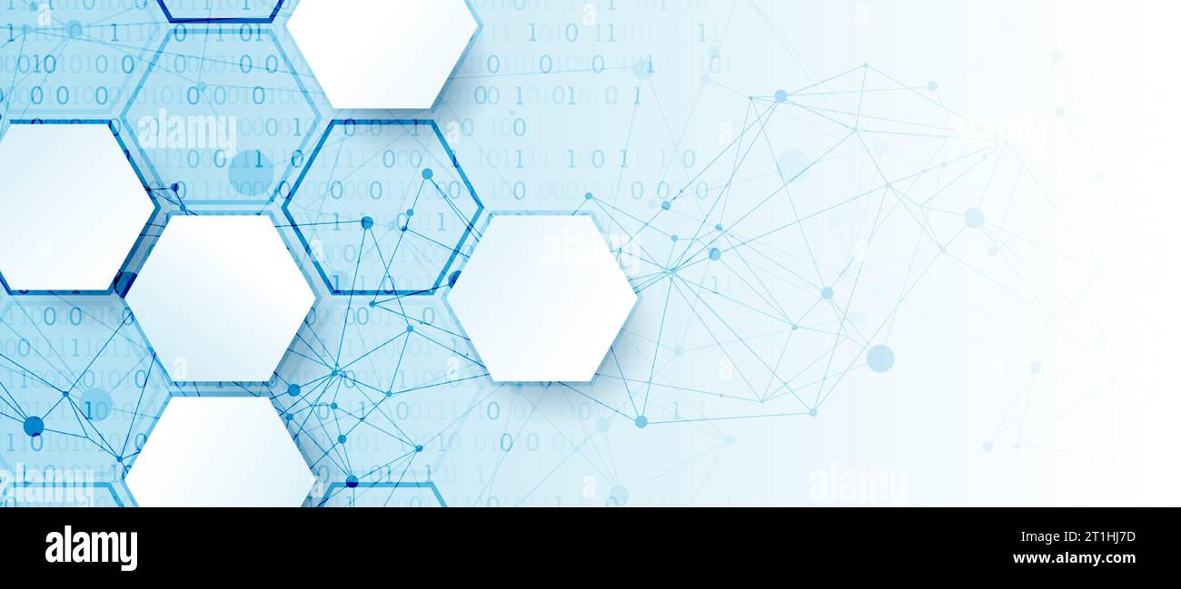 Technology background with plexus effect. Big data concept. Binary computer code. Vector ...